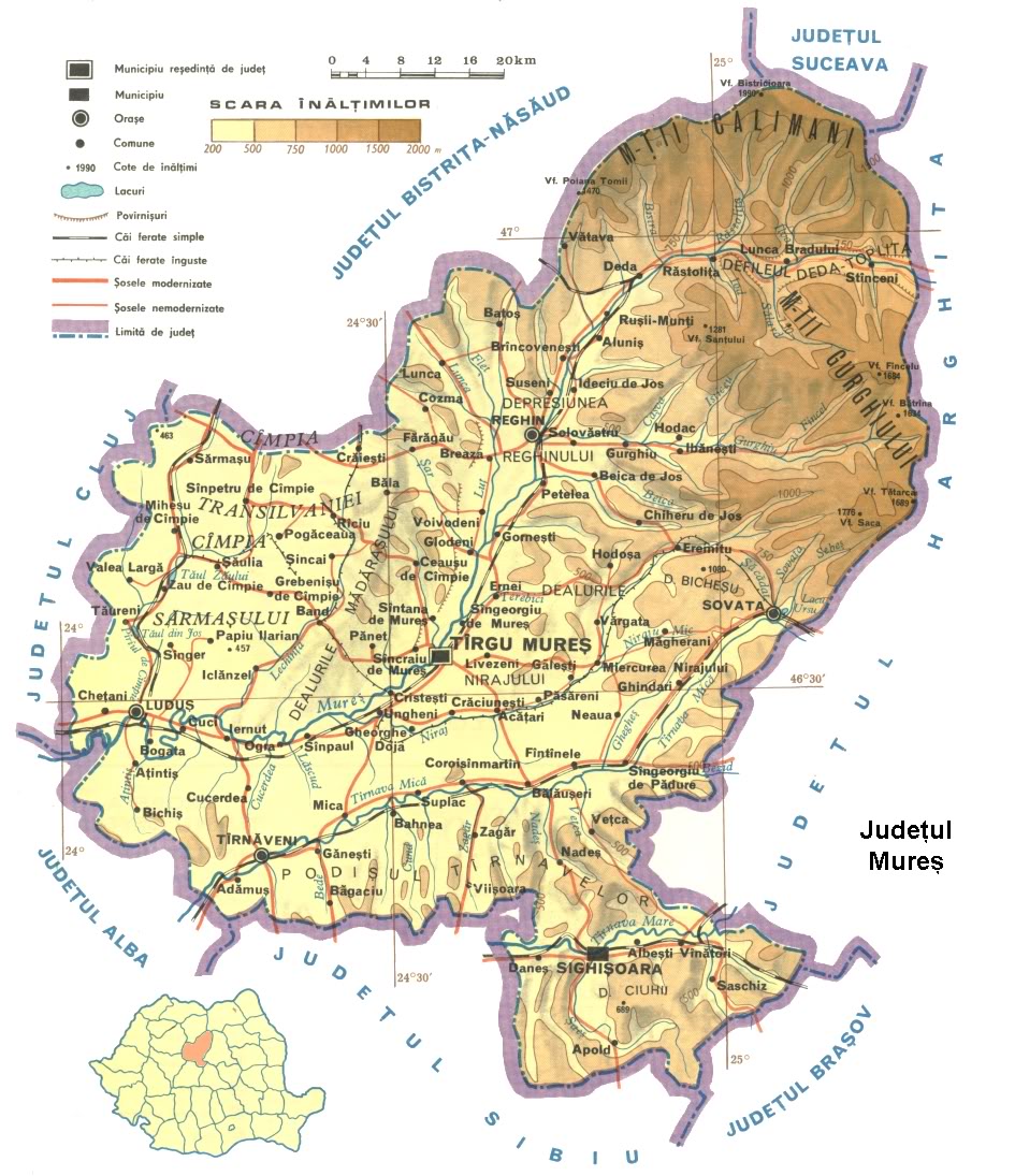 Judetul Mures Harta Romaniei
